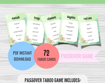 Passover Bingo (50 Bingo Card Game) Printable for Hebrew School, Family ...