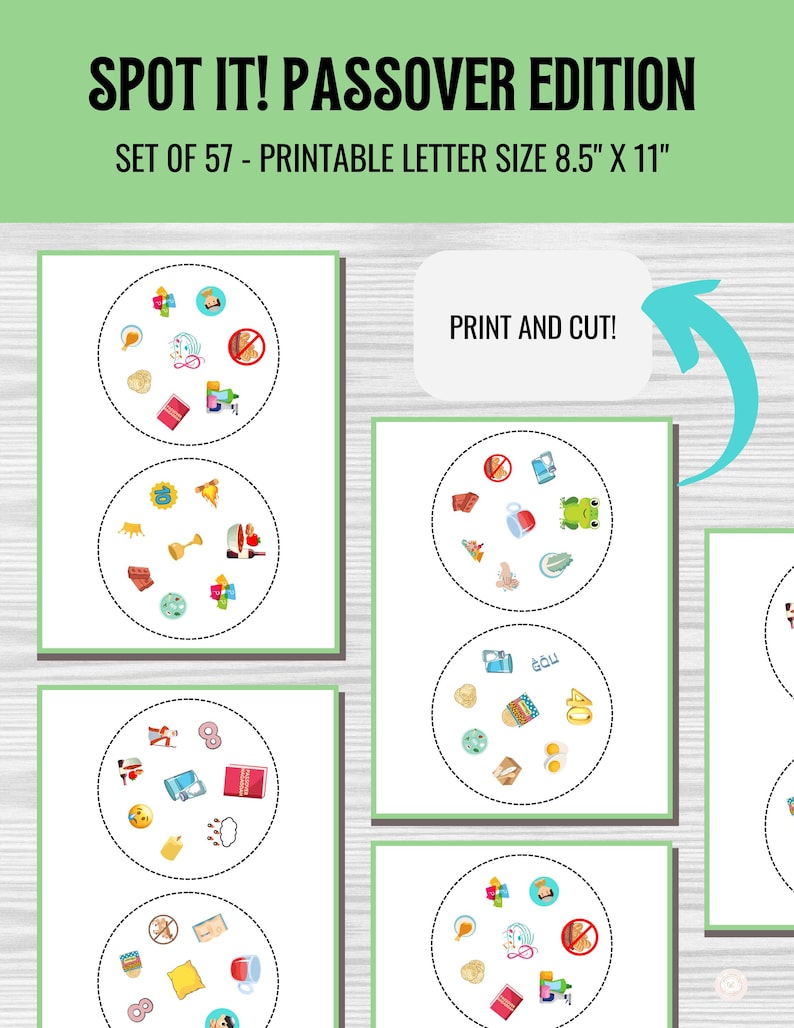 SPOT IT! Passover Edition (57 Cards) Printable for Hebrew School ...