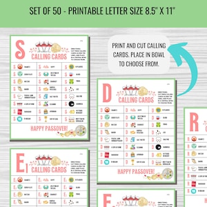 Passover Bingo (50 Bingo Card Game) Printable for Hebrew School, Family ...