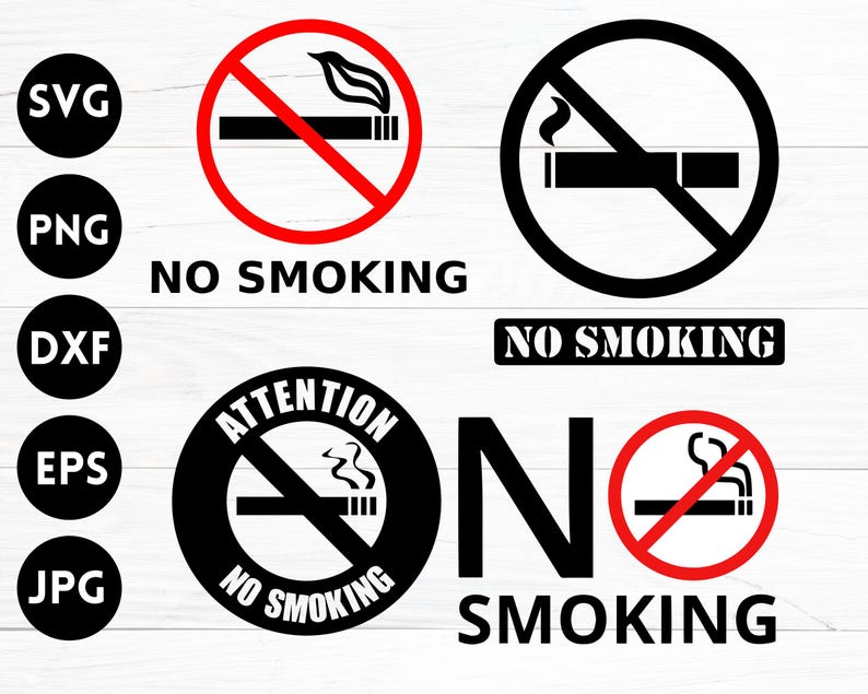 No Smoking SVG Bundle, Smoking PNG, No Smoking Icon, No Smoking Signs ...