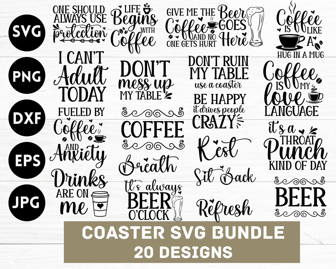 Coasters SVG Bundle | Coffee Quotes Design | Funny Quotes - Etsy