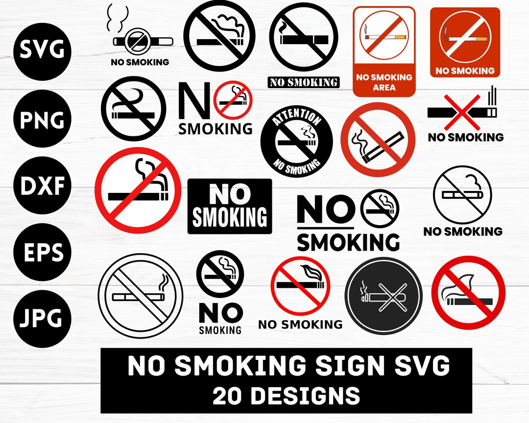No Smoking SVG Bundle, Smoking PNG, No Smoking Icon, No Smoking Signs ...