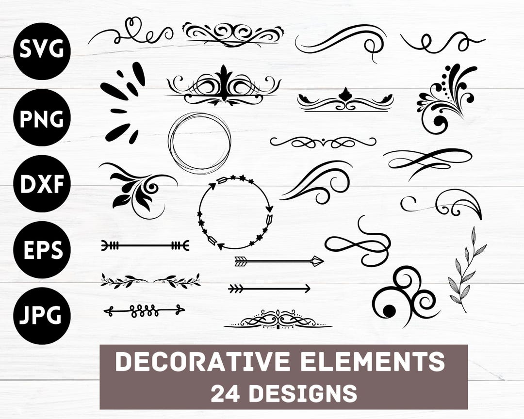 Decorative Elements SVG Bundle, Dividers Borders Svg, Text Divider Svg ...
