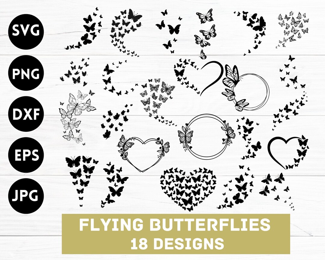 Flying Butterflies Svg Bundle, Butterfly Png, Butterfly Svg, Layered ...