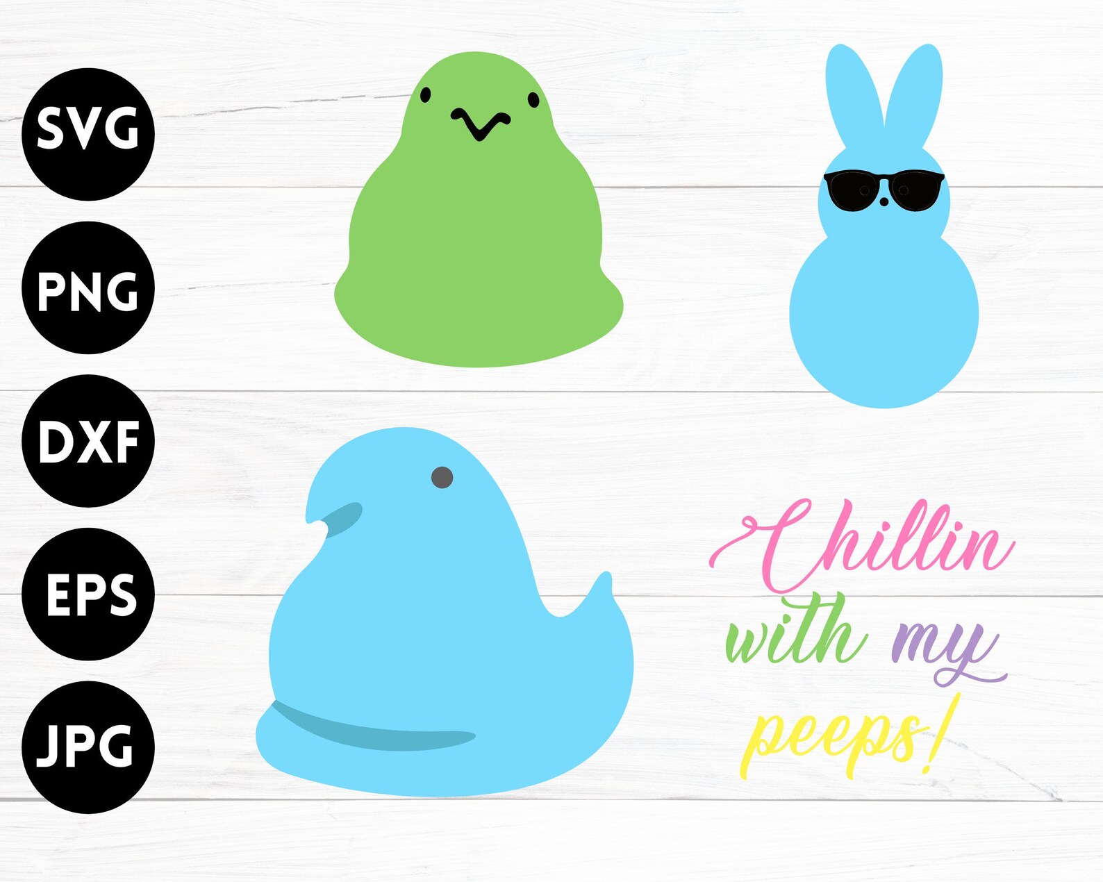 Easter Marshmallow Bunny Peep Chick Peep Chillin With My Peeps Pastel ...