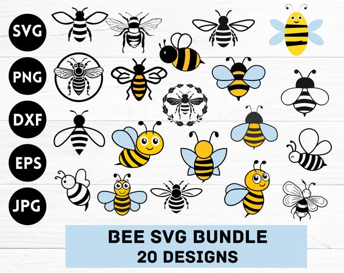Bee SVG Cute Bee Svg Bumble Bee Svg Honeybee Png Yellow Vector Cricut ...