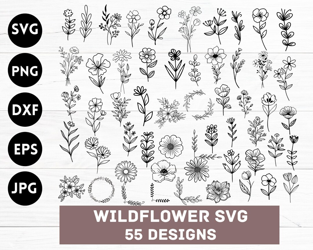 Wildflower SVG Bundle Wildflower Vector Wildflower Silhouette ...