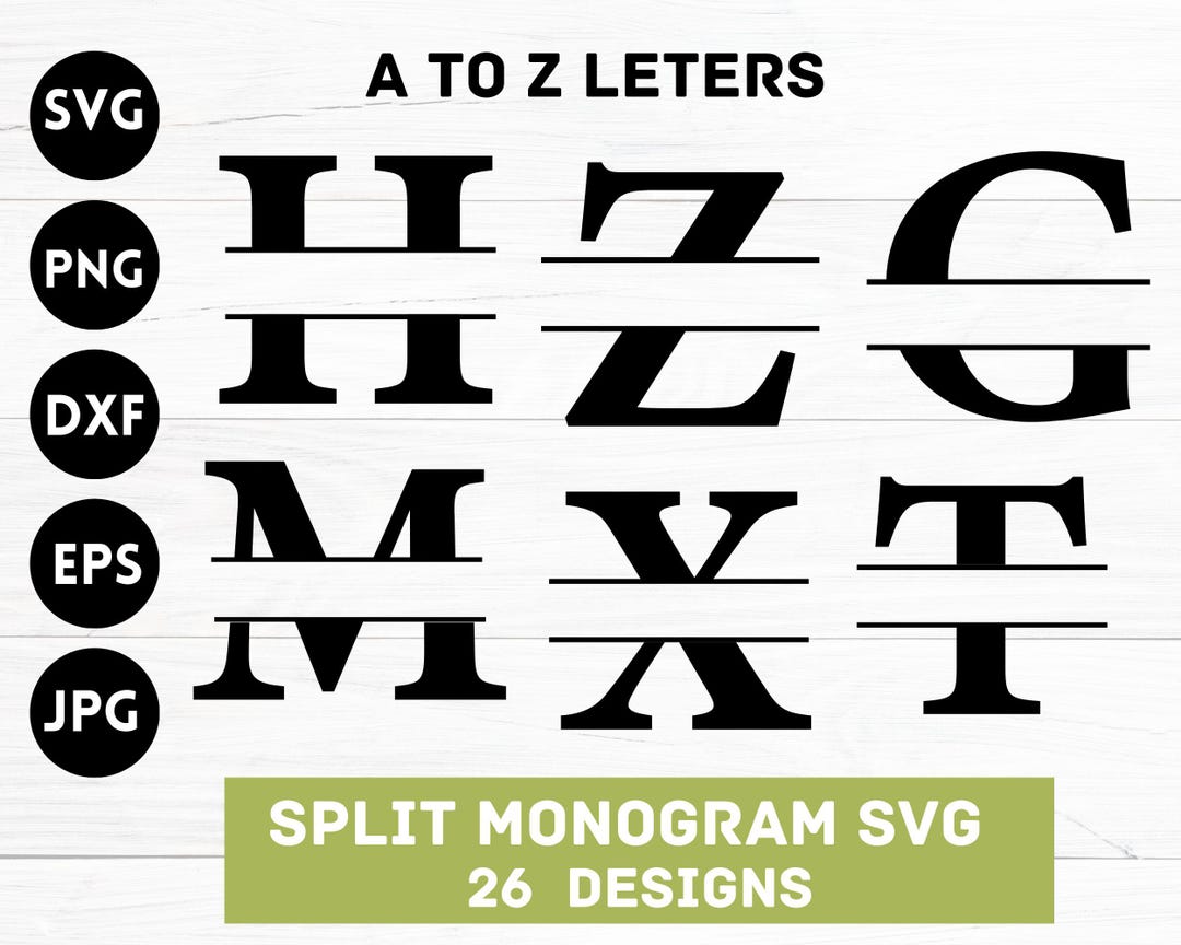 Split Monogram Alphabet SVG, DXF, PNG, Split Monogram Frame Alphabet ...