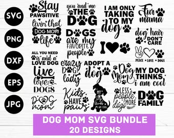 Dog Mom Svg Bundle, Dog Mama Svg Bundle, Retro Dog Mom Svg, Dog Quotes ...