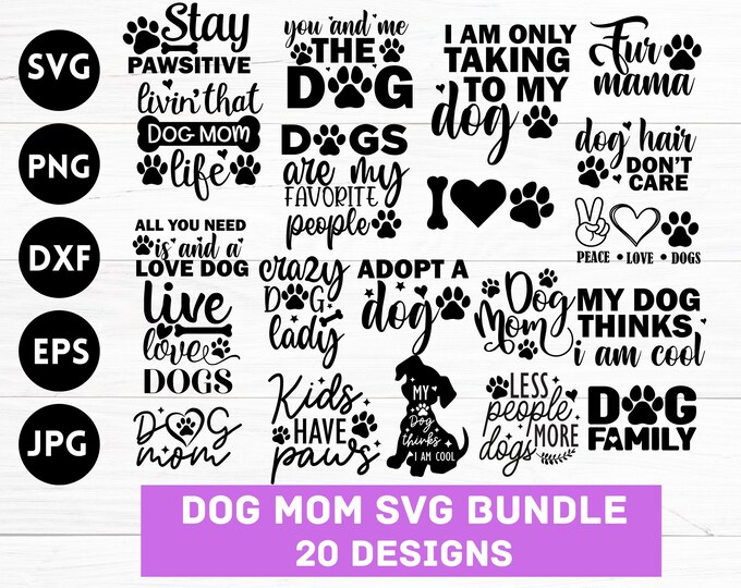 Dog Mom Svg Bundle, Dog Mama Svg Bundle, Retro Dog Mom Svg, Dog Quotes ...