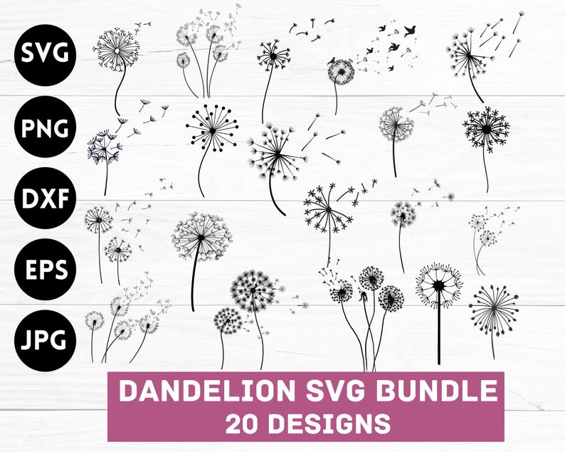 Dandelion Svg Bundle, Dandelion Svg, Cut Files for Cricut, Silhouette ...