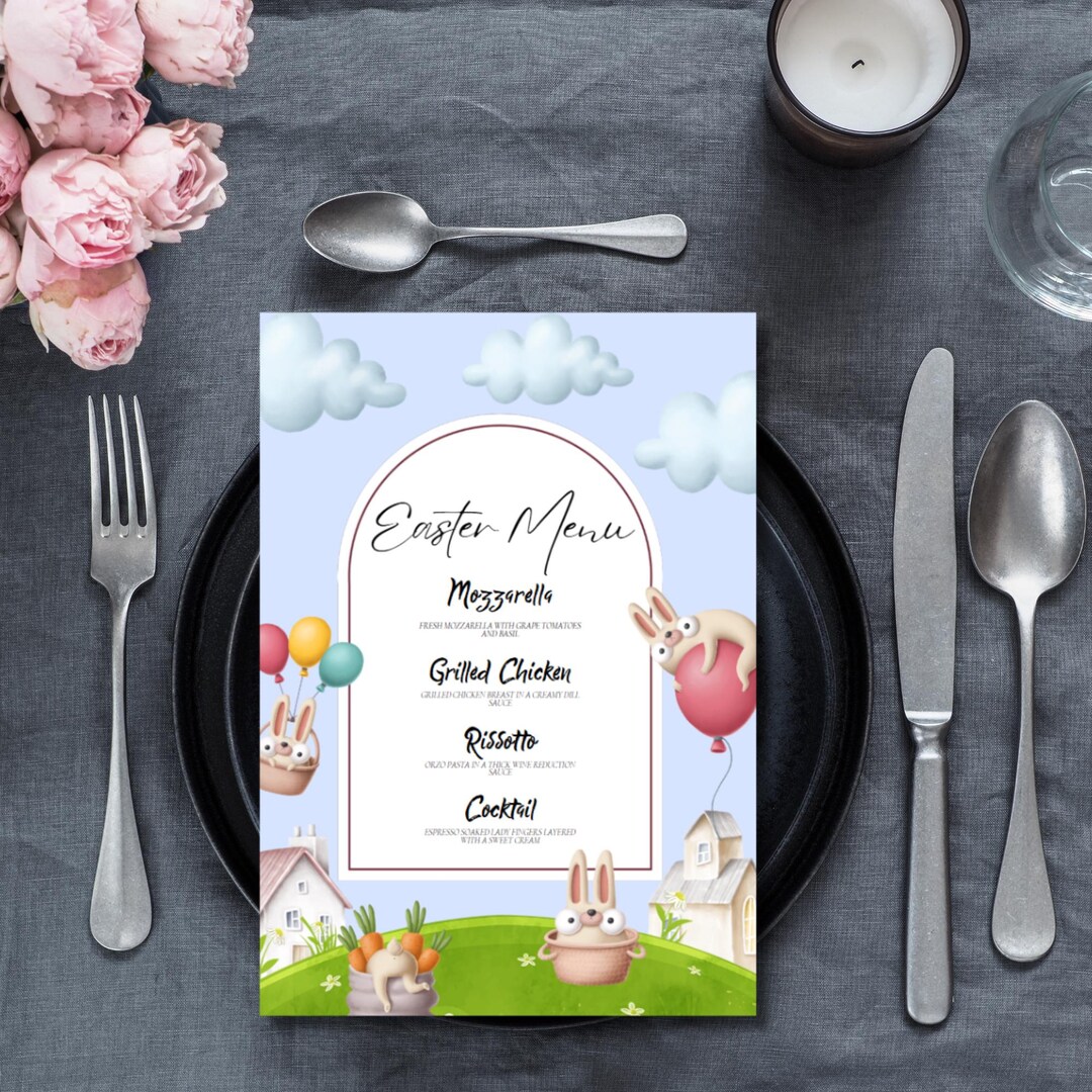 Printable Easter Menu Template, Easter Brunch Menu, Easter Lunch Menu ...