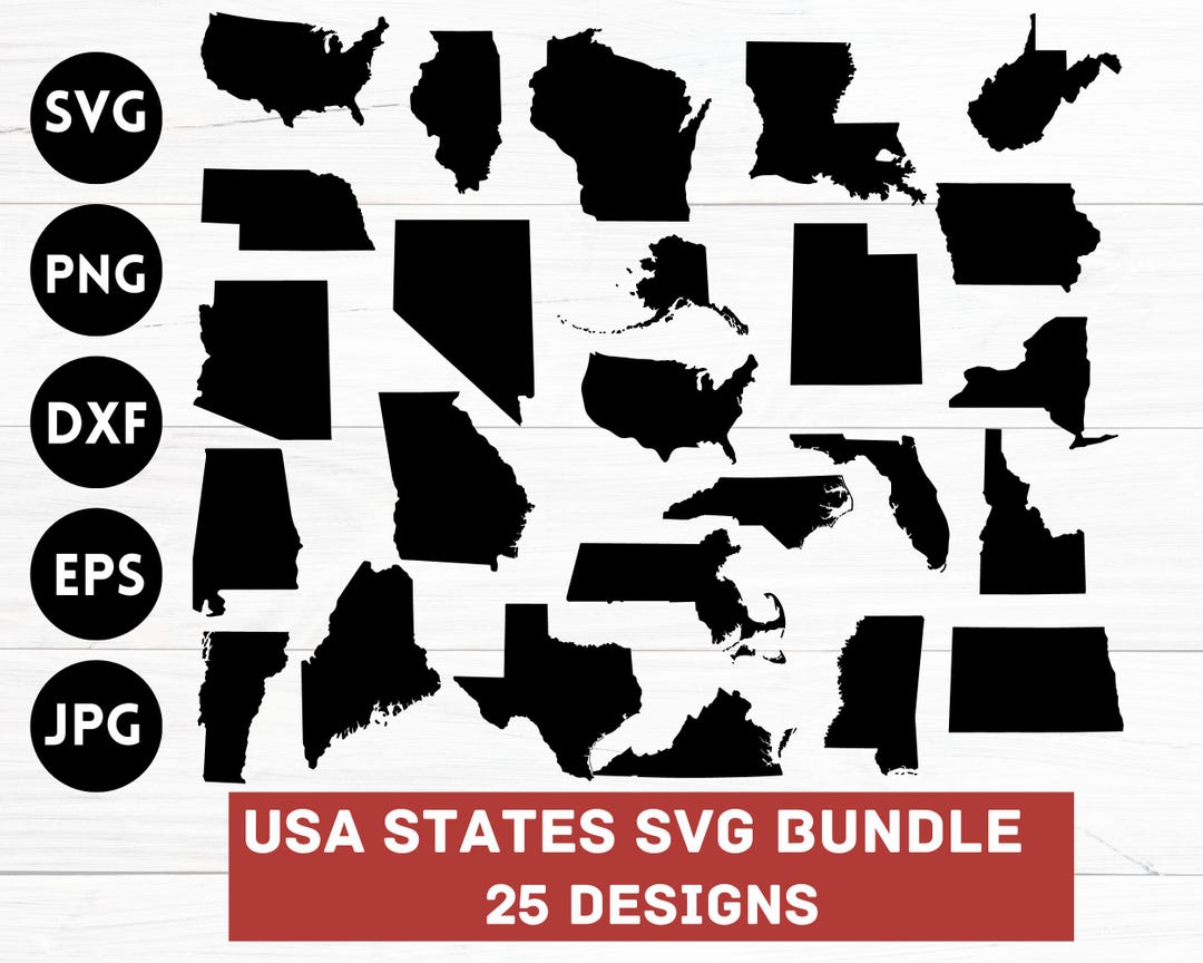 USA States SVG Bundle / 50 States SVG Bundle / Cut Files / Cricut ...