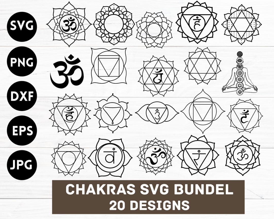 Chakras SVG, Chakra Symbols SVG, Namaste Clipart, Yoga SVG, Mandala Svg ...