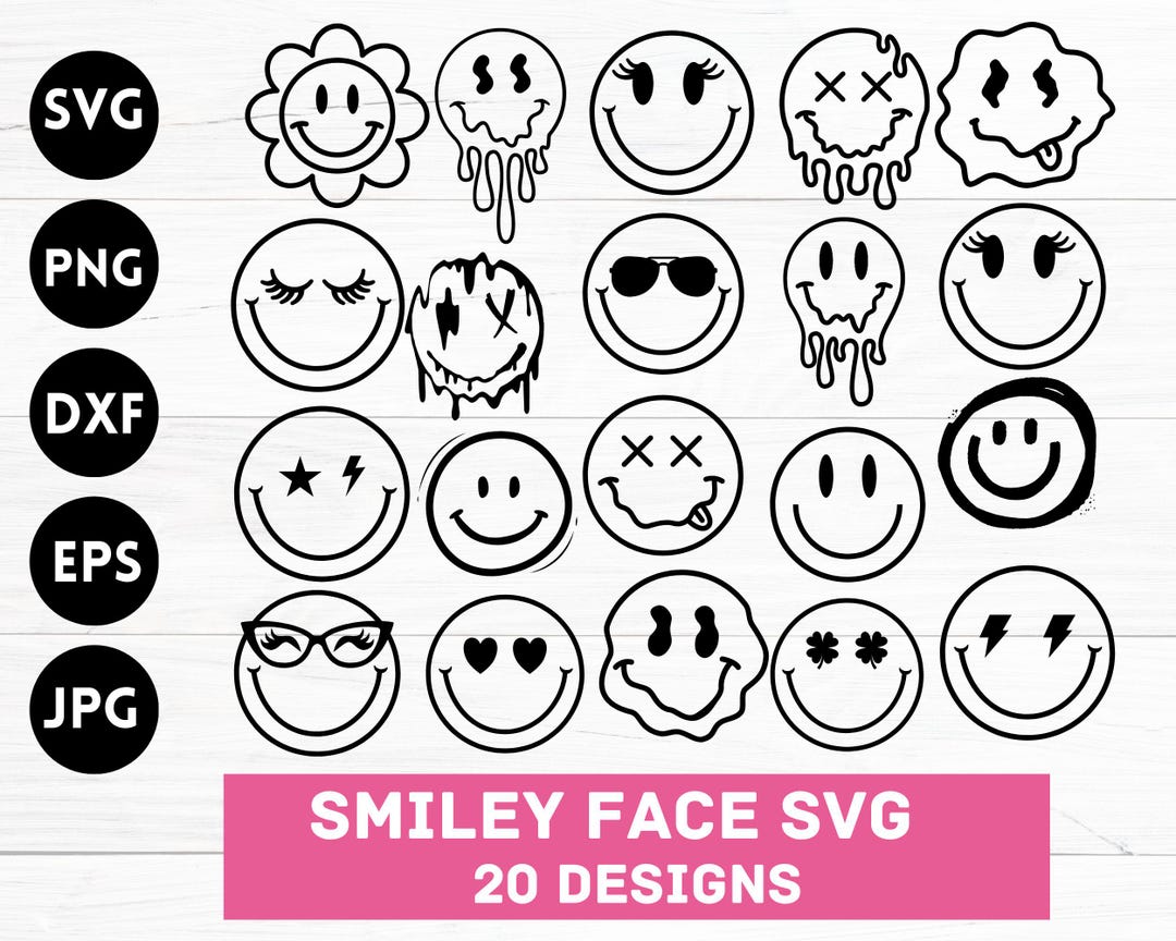 Smiley Face Svg Bundle, Smiling Faces Svg, Smiley Svg, Smiley Face Cut ...
