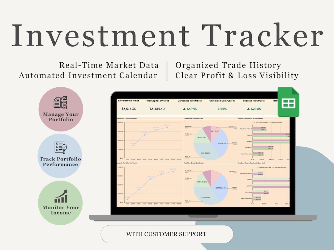 Investment Tracker & Stock Portfolio Spreadsheet | Google Sheets ...