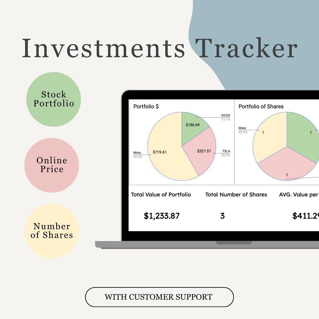 Investment Tracker Google Sheet Spreadsheet | Stock Portfolio & Shares ...