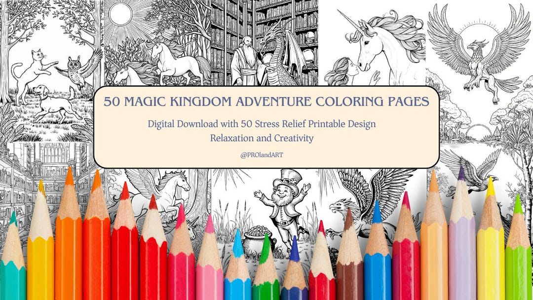 Fantasy Coloring Pages: Magical Adventure Printable Black and White ...
