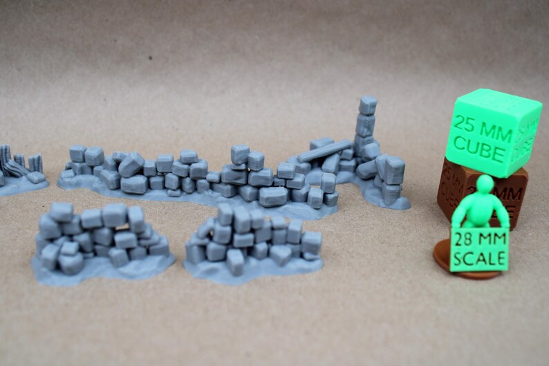Tabletop Terrain Barricade Rubble Walls Wood Stone 8 Piece Set 28mm ...