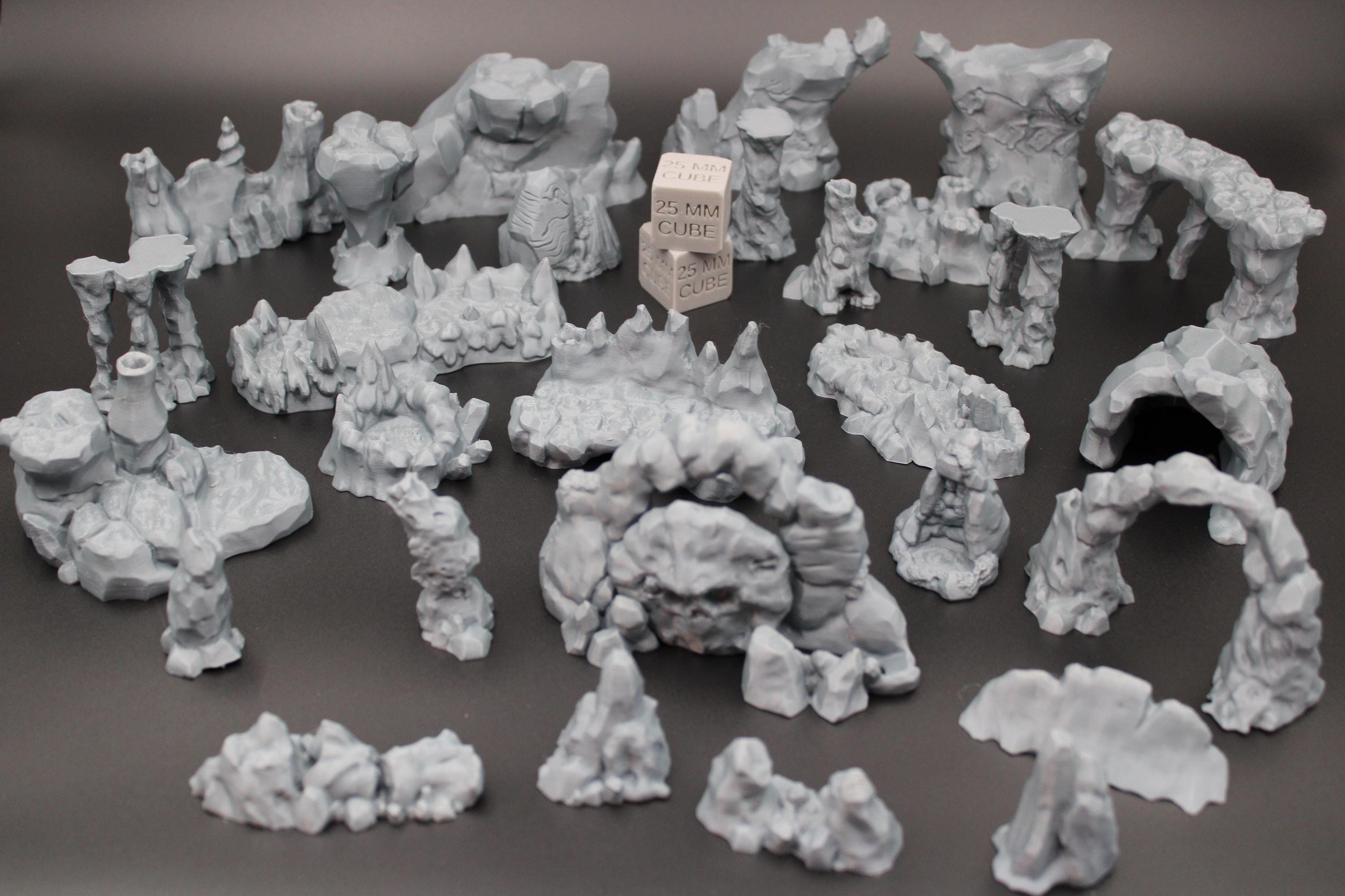 Tabletop Terrain Barren Cave Scatter Set Dnd RPG Wargame Skirmish 28mm ...