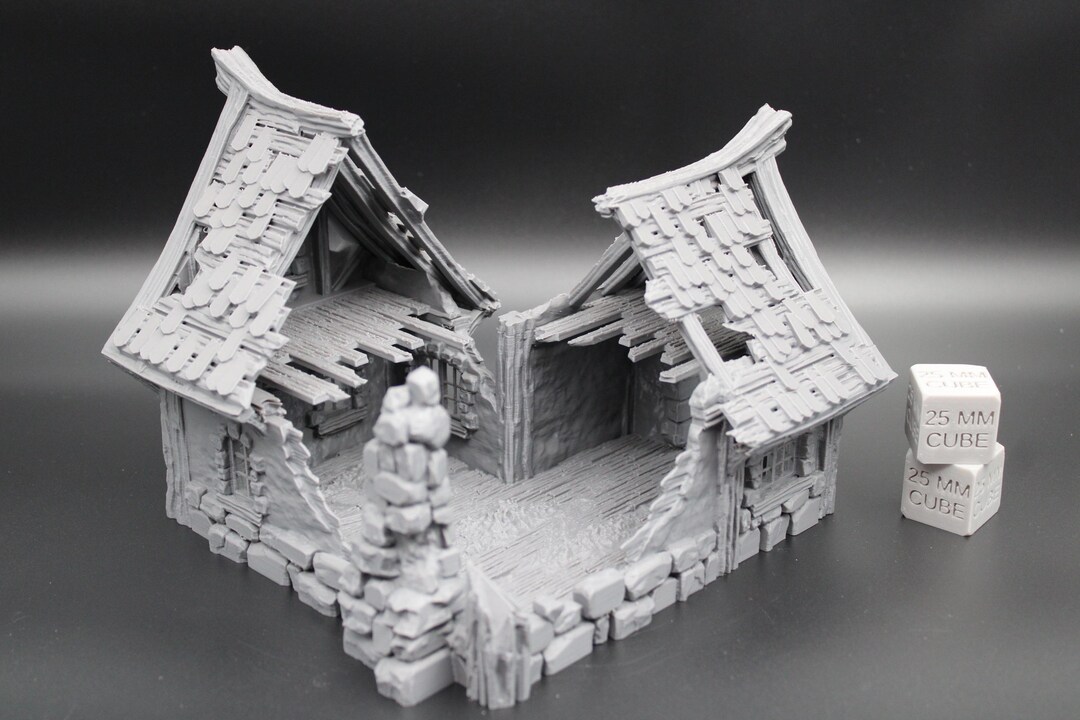 Tabletop Terrain Fantasy Medieval 7x7x6 Stone House Ruin Dnd RPG ...