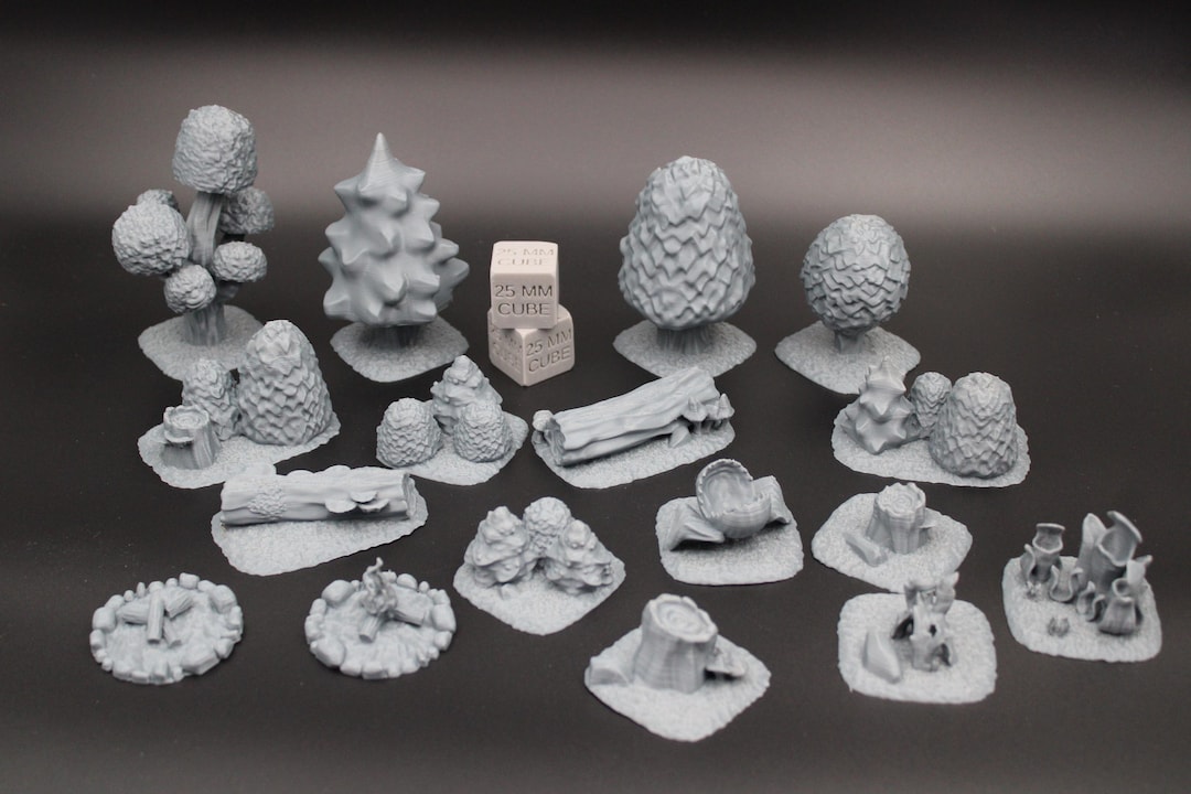 Tabletop Terrain Forest Scatter Tree Stump Shrub Set Dnd RPG Wargame ...