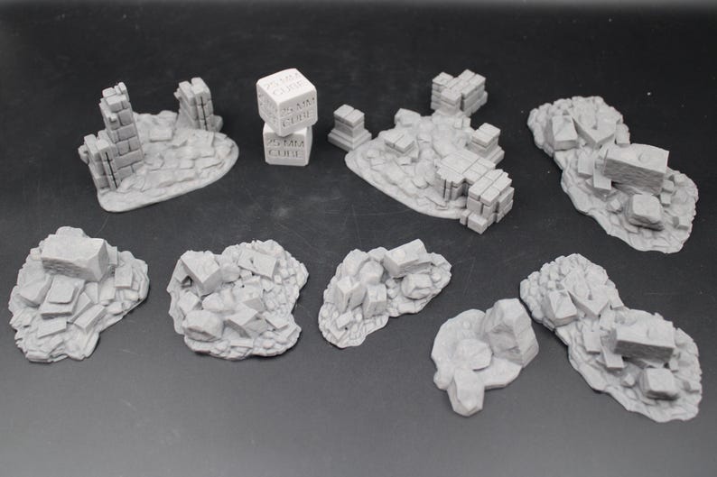 Tabletop Terrain Fantasy Large Scatter Ruin Debris 8 Piece Set Dnd RPG ...