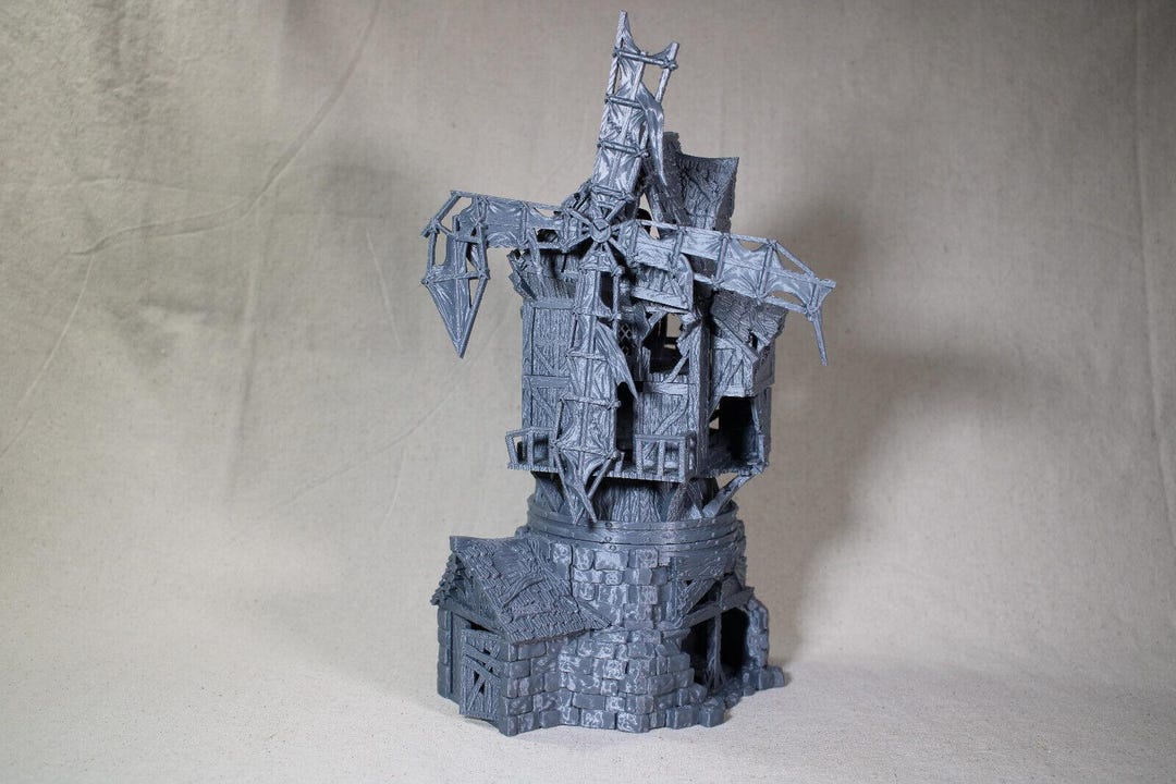Tabletop Terrain Windmill Grain Mill Ruin Dnd RPG Wargame Skirmish 28mm ...