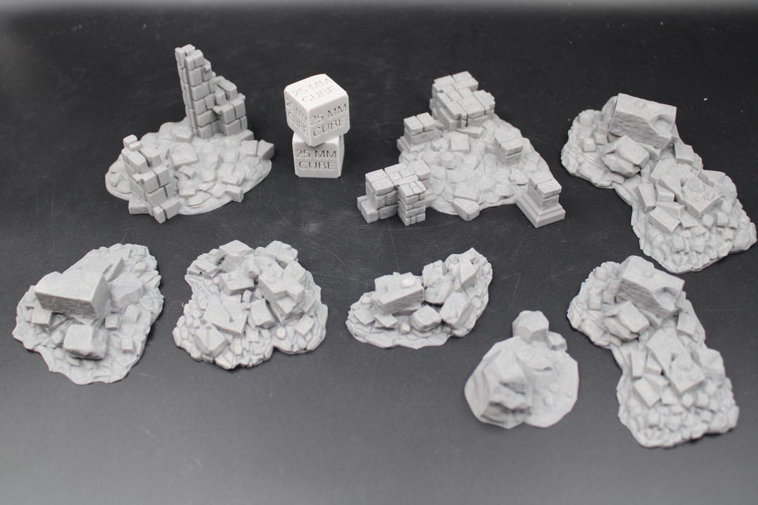 Tabletop Terrain Fantasy Large Scatter Ruin Debris 8 Piece Set Dnd RPG ...