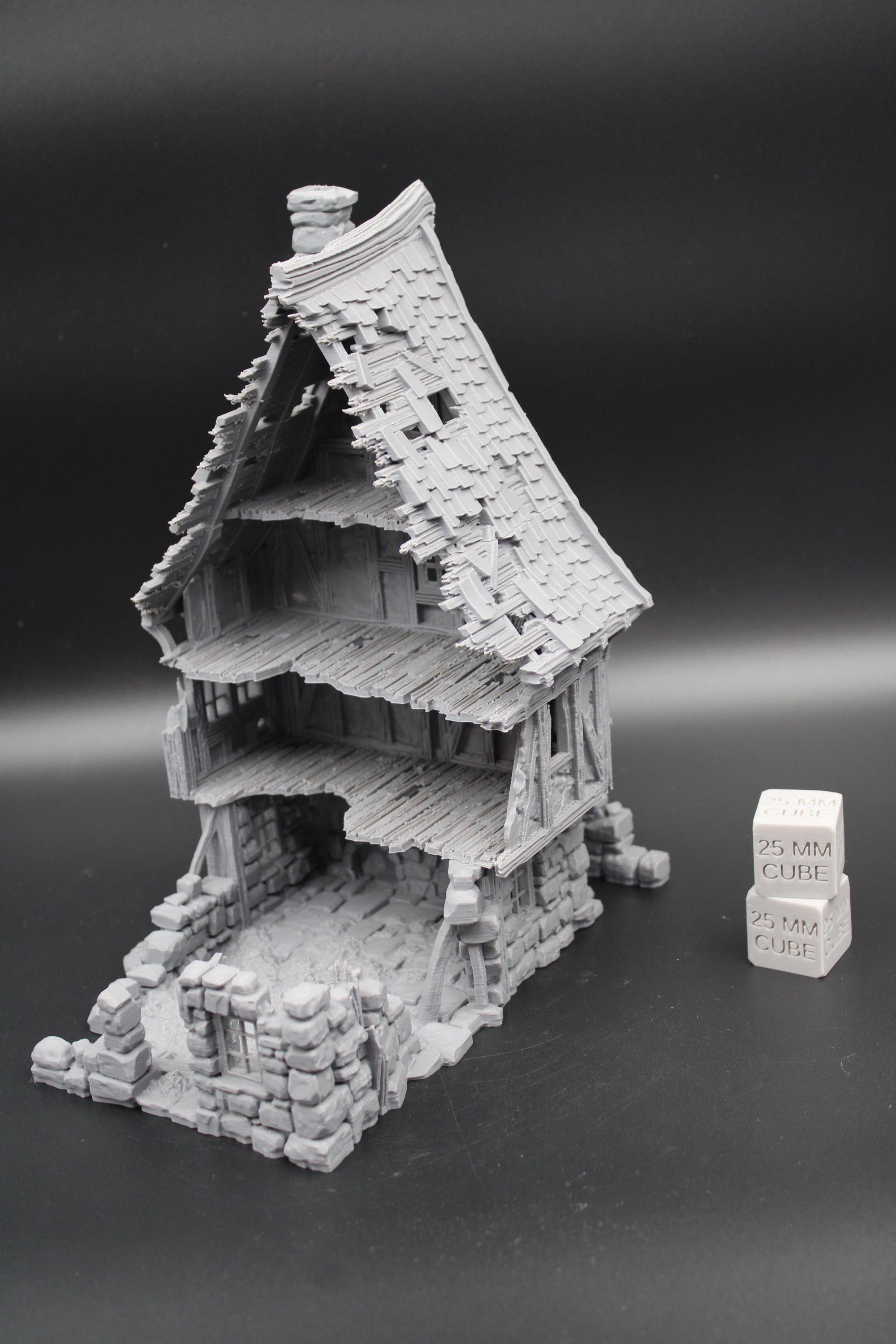 Tabletop Terrain Fantasy Medieval 7-1/2x6x9-1/2 Stone House Ruin Dnd ...