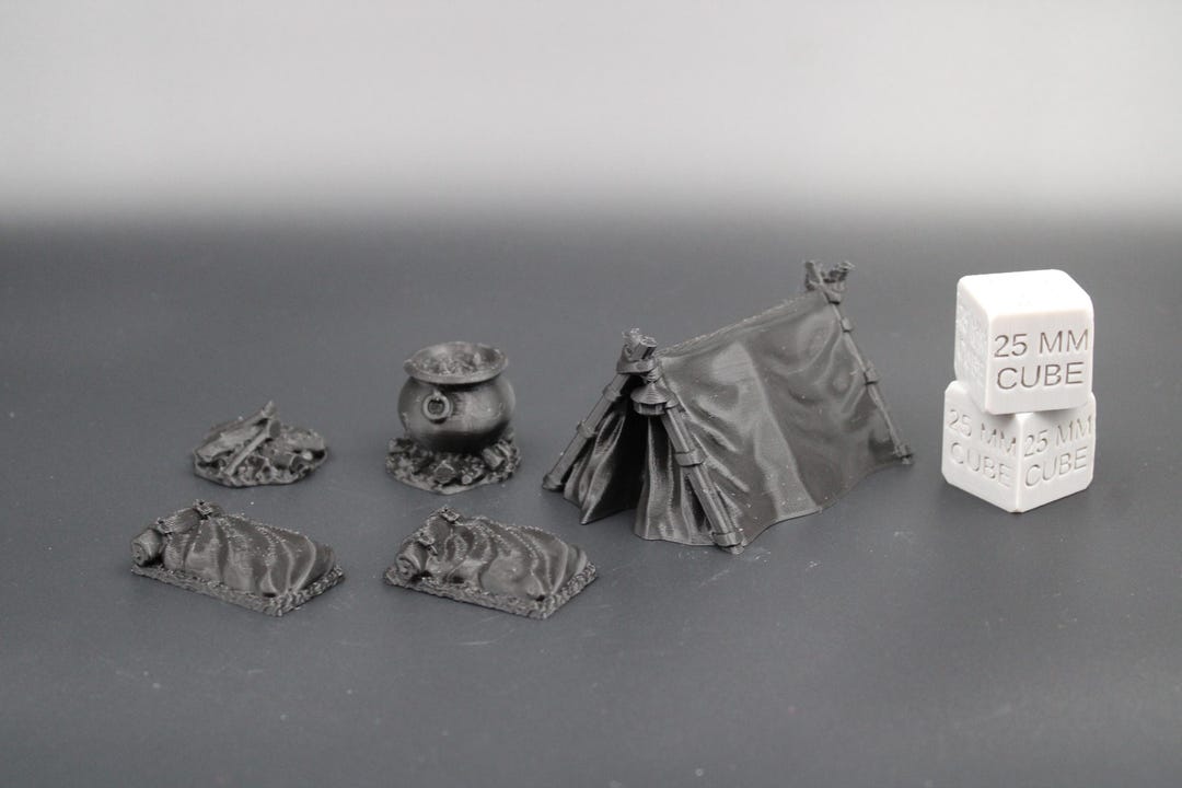 Tabletop Town Camp Set Tent Bedroll Fire Scatter Dnd RPG Wargame ...