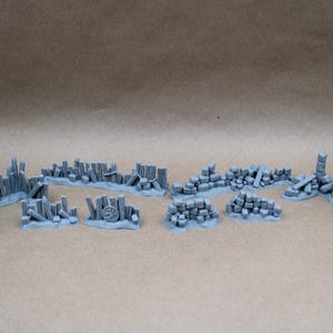 Tabletop Terrain Barricade Rubble Walls Wood Stone 8 Piece Set 28mm ...