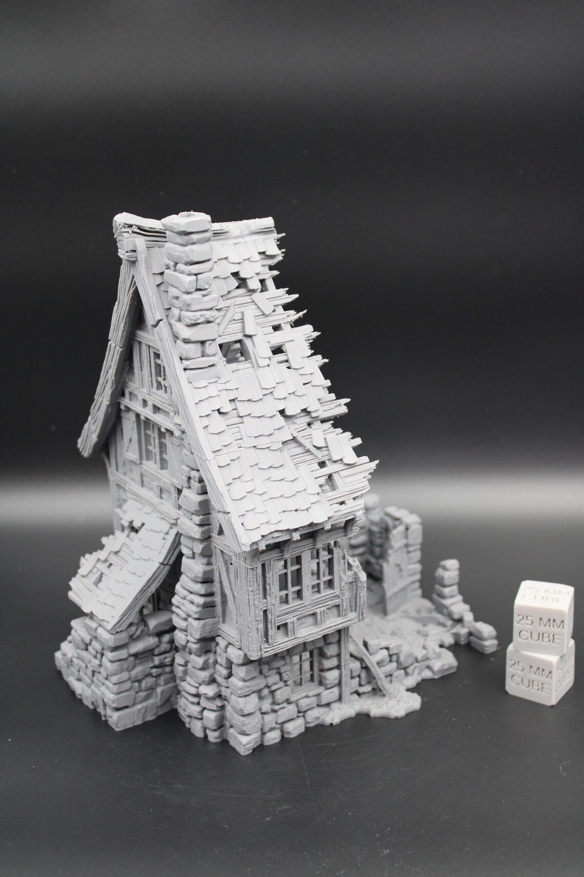 Tabletop Terrain Fantasy Medieval 7-1/2x6x9-1/2 Stone House Ruin Dnd ...