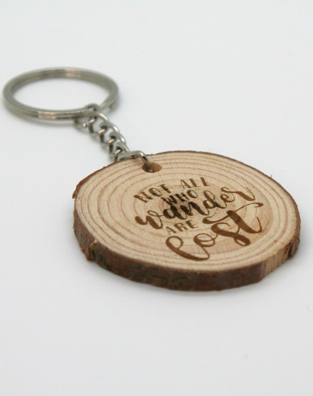 Custom Engraved Wooden Tree Trunk Slice Keychain - Etsy
