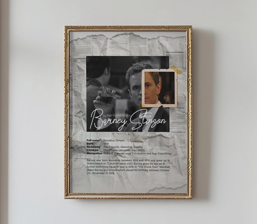 Barney Stinson Poster, HIMYM Character Poster, Famous Characters Poster ...
