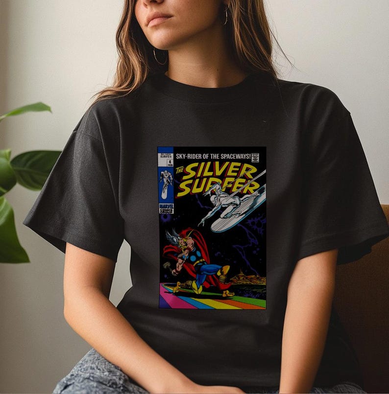 Silver Surfer and Thor Comic Book Cover T-shirt Classic Marvel ...