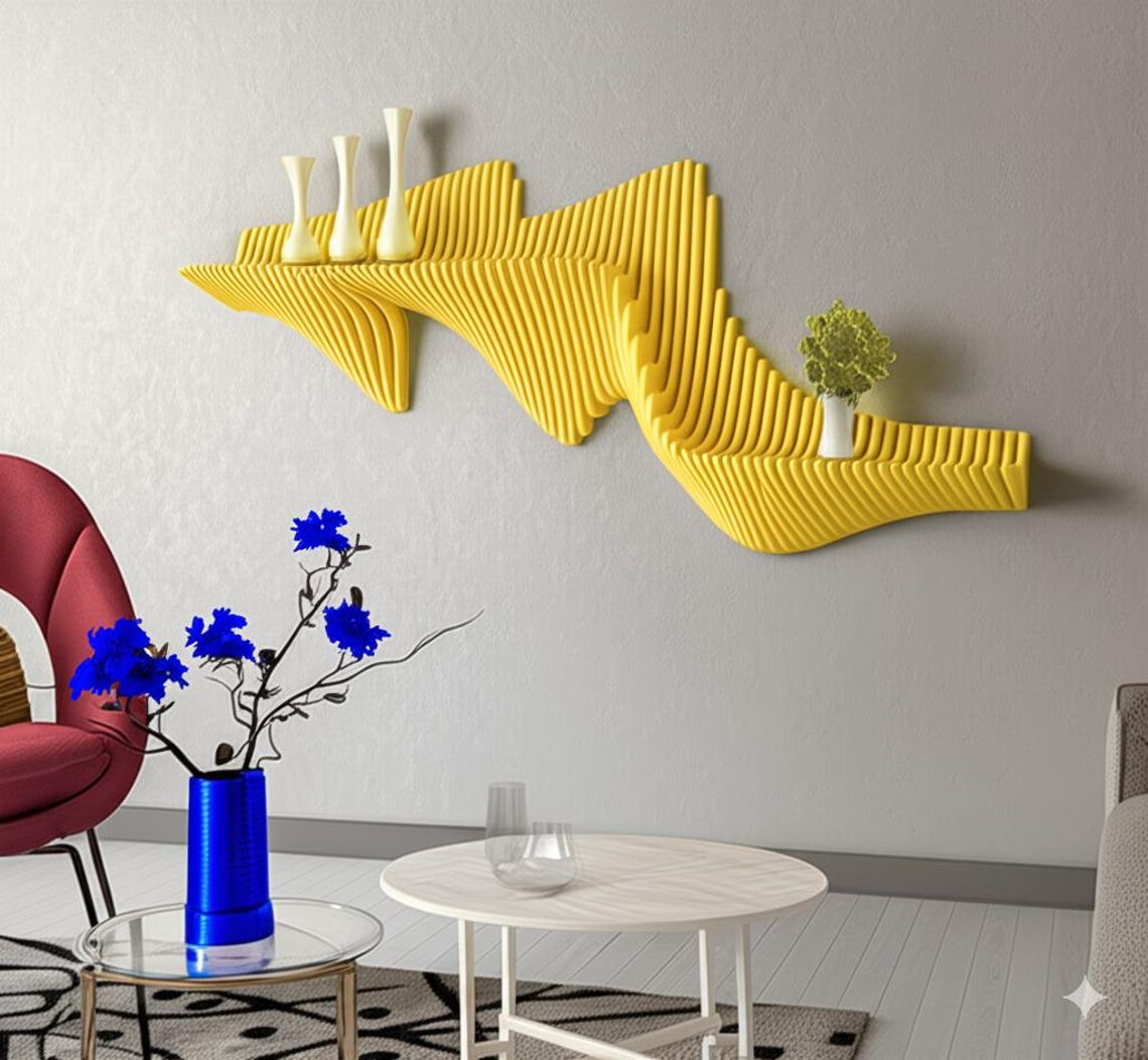 Parametric Wall Shelf – Handmade Floating MDF Wooden Shelving - Etsy