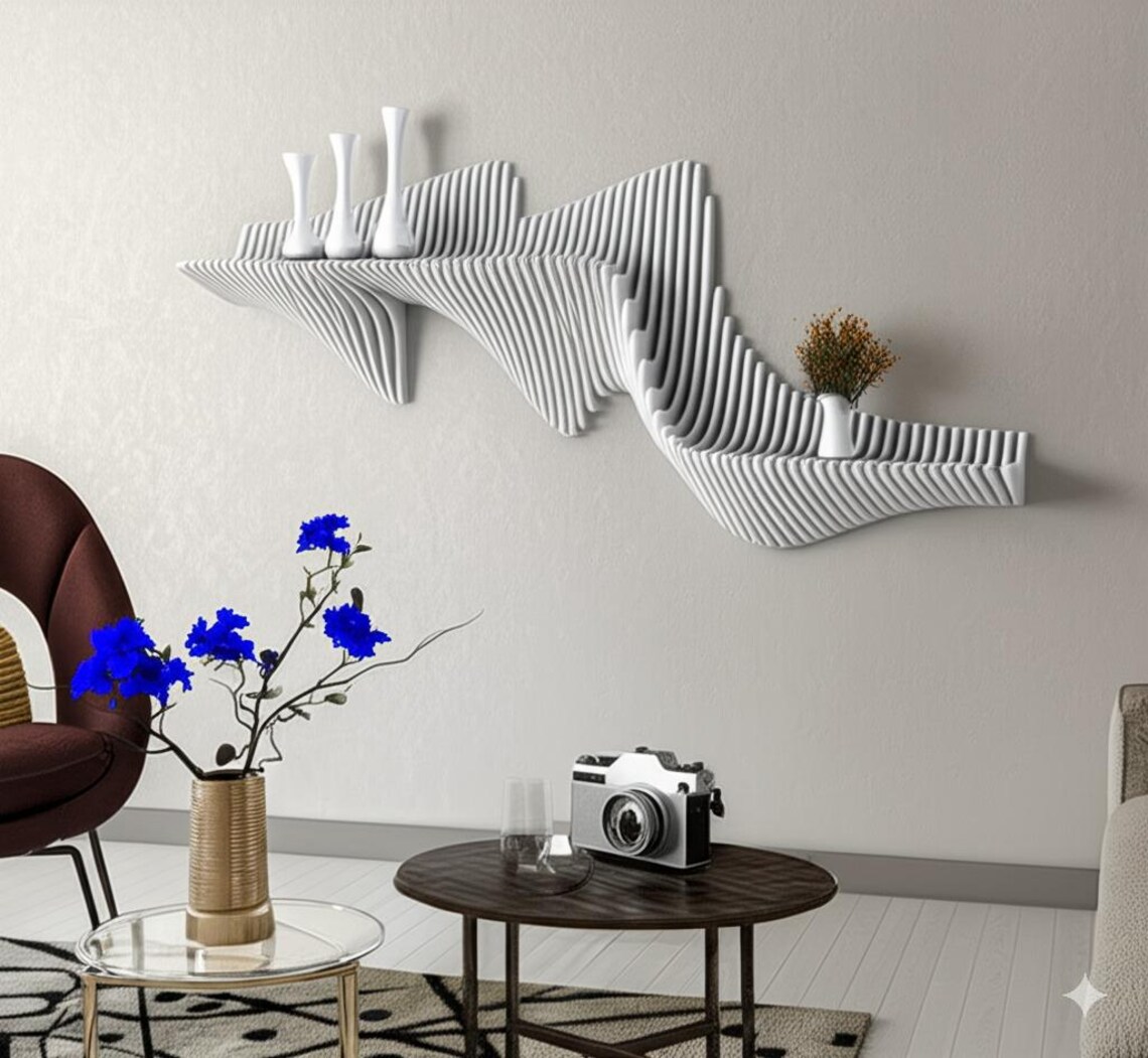 Parametric Wall Shelf – Handmade Floating MDF Wooden Shelving - Etsy
