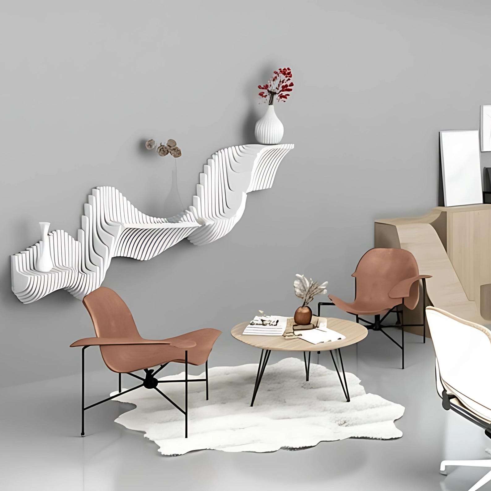 Floating Shelves Wave Decor Parametric Wall Piece - Parametric Floating ...