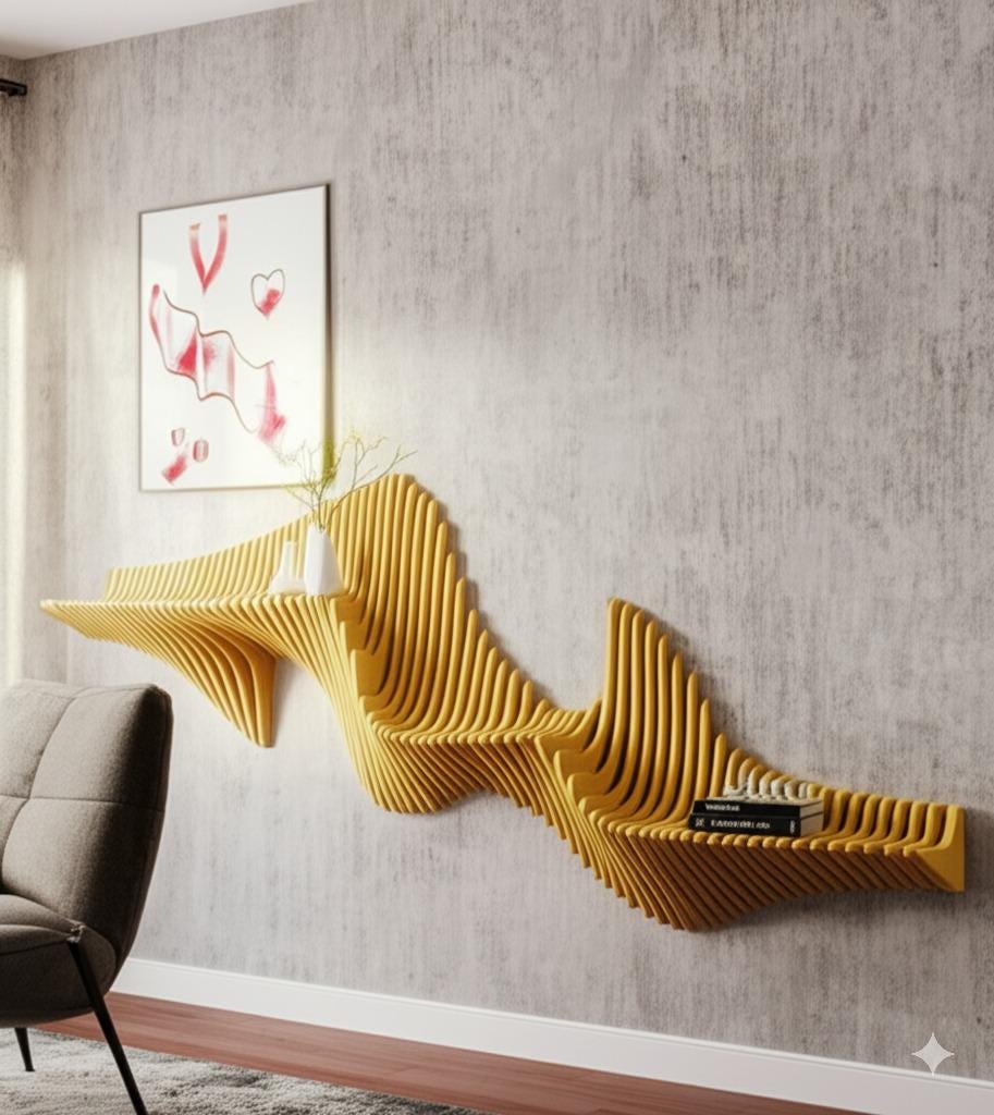 Handmade Parametric Wooden Shelf: Modern Wavy Wall Decor - Etsy