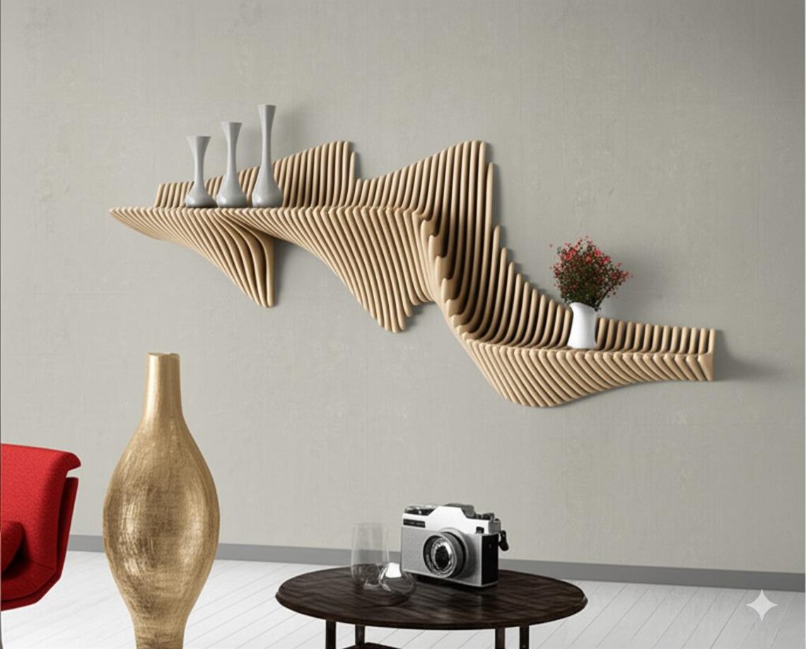 Parametric Wall Shelf – Handmade Floating MDF Wooden Shelving - Etsy