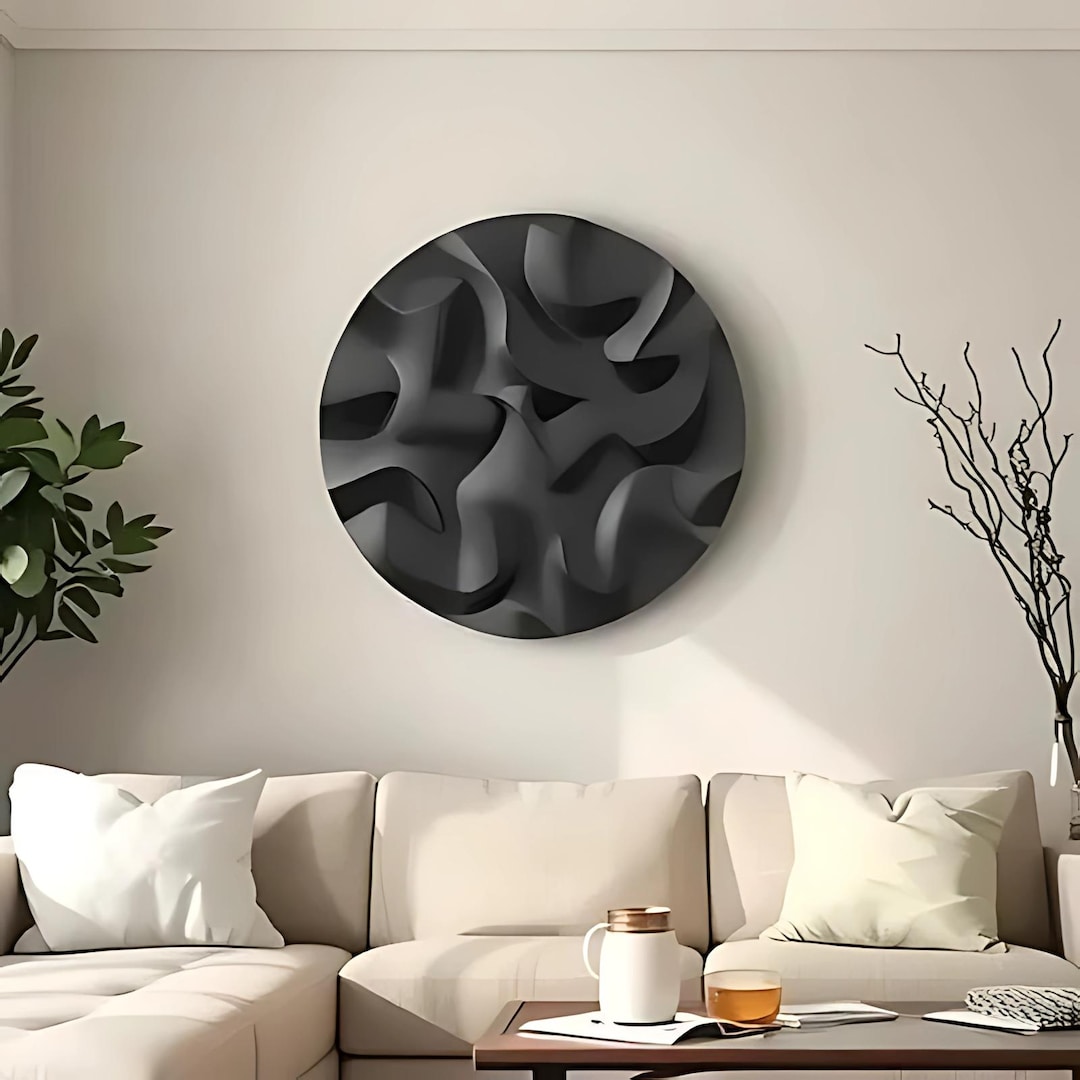 Handcrafted MDF Wavy Circle Decor - CNC Engraved Round Wall Art ...