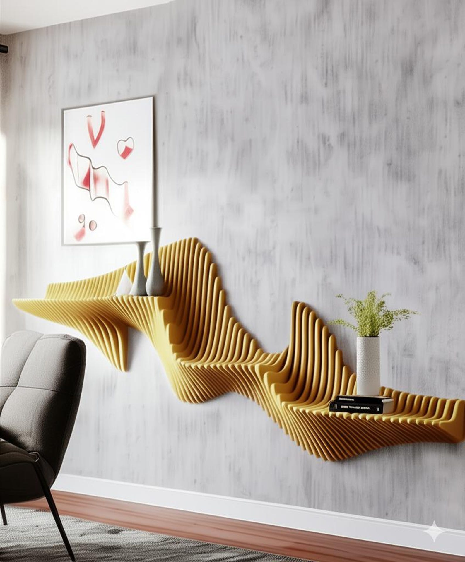 Handmade Parametric Wooden Shelf: Modern Wavy Wall Decor - Etsy