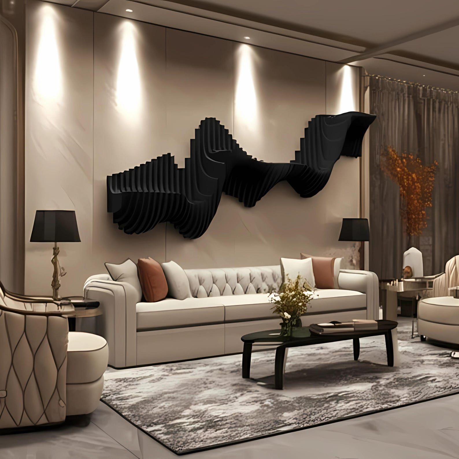 Floating Shelves Wave Decor Parametric Wall Piece - Parametric Floating ...