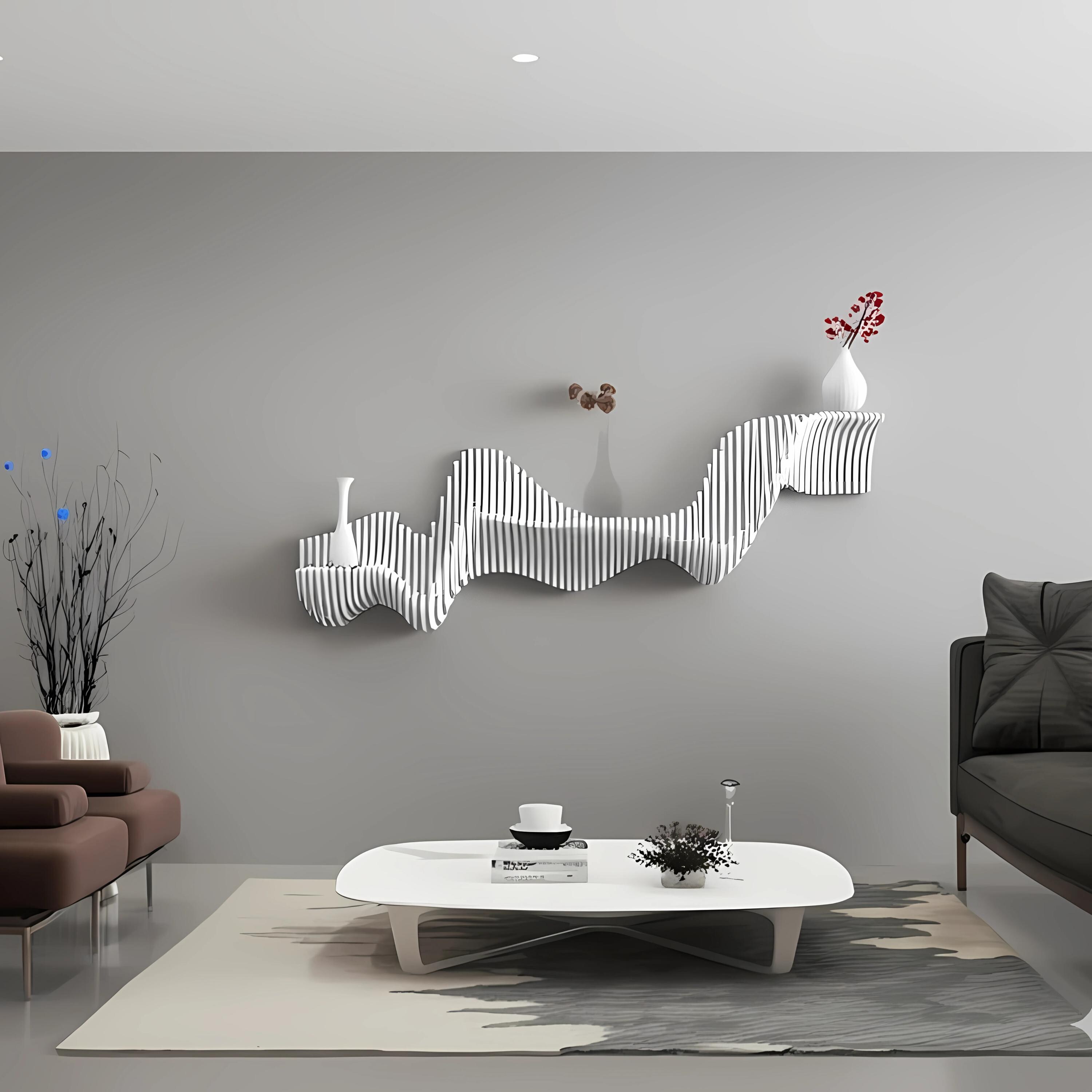 Floating Shelves Wave Decor Parametric Wall Piece - Parametric Floating ...
