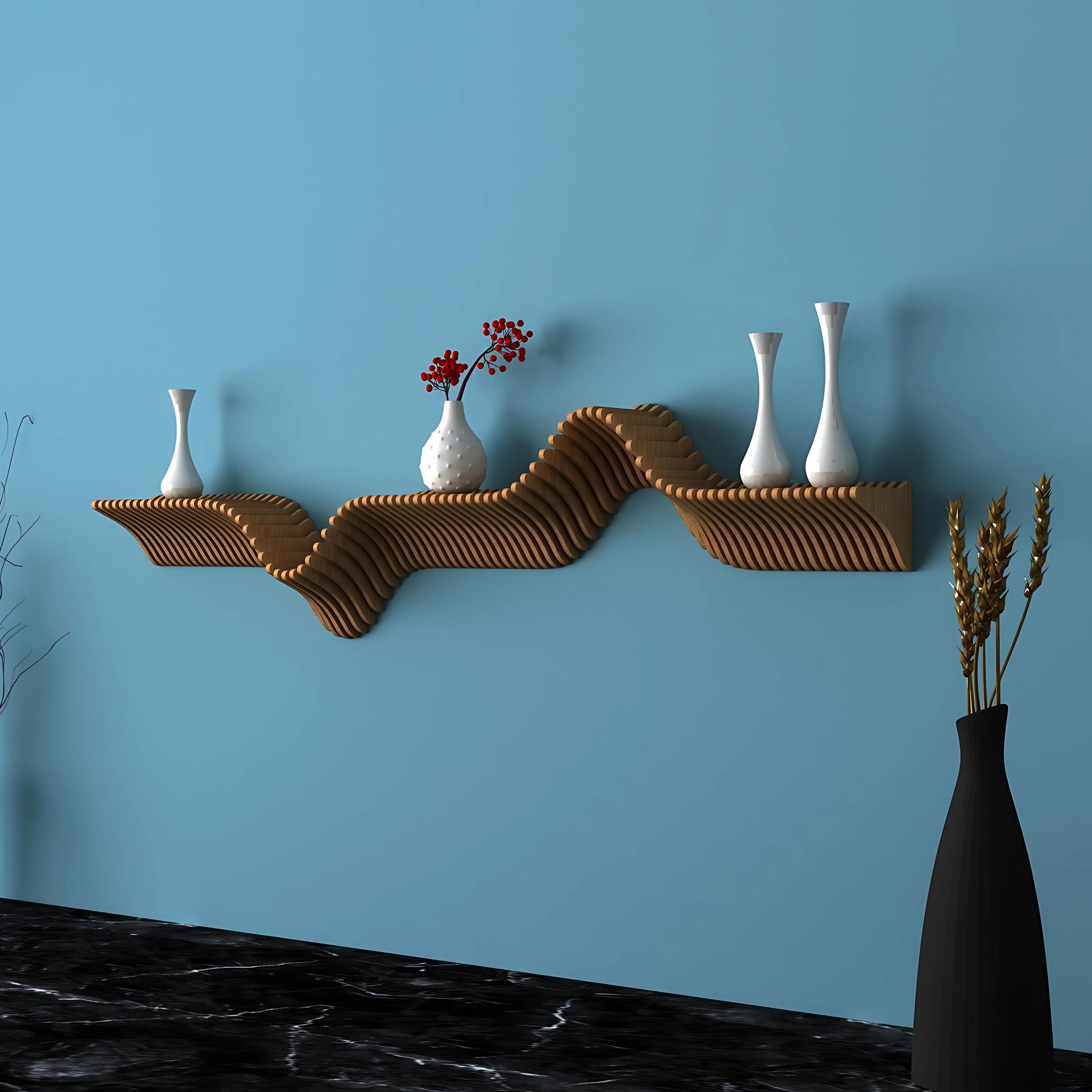 Wood Floating Shelves - Parametric Wall Shelf - Modern Parametric Shelf ...