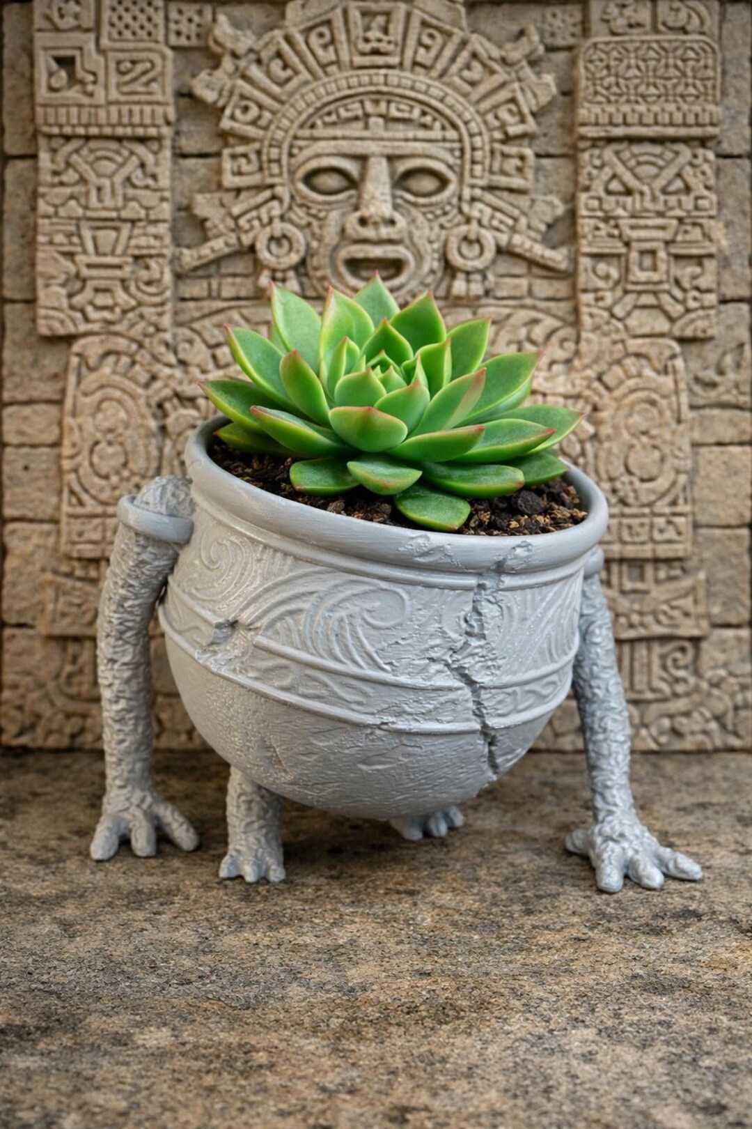 3D Printed Aztec Succulent Planter With Legs, Mythical Decor - Etsy