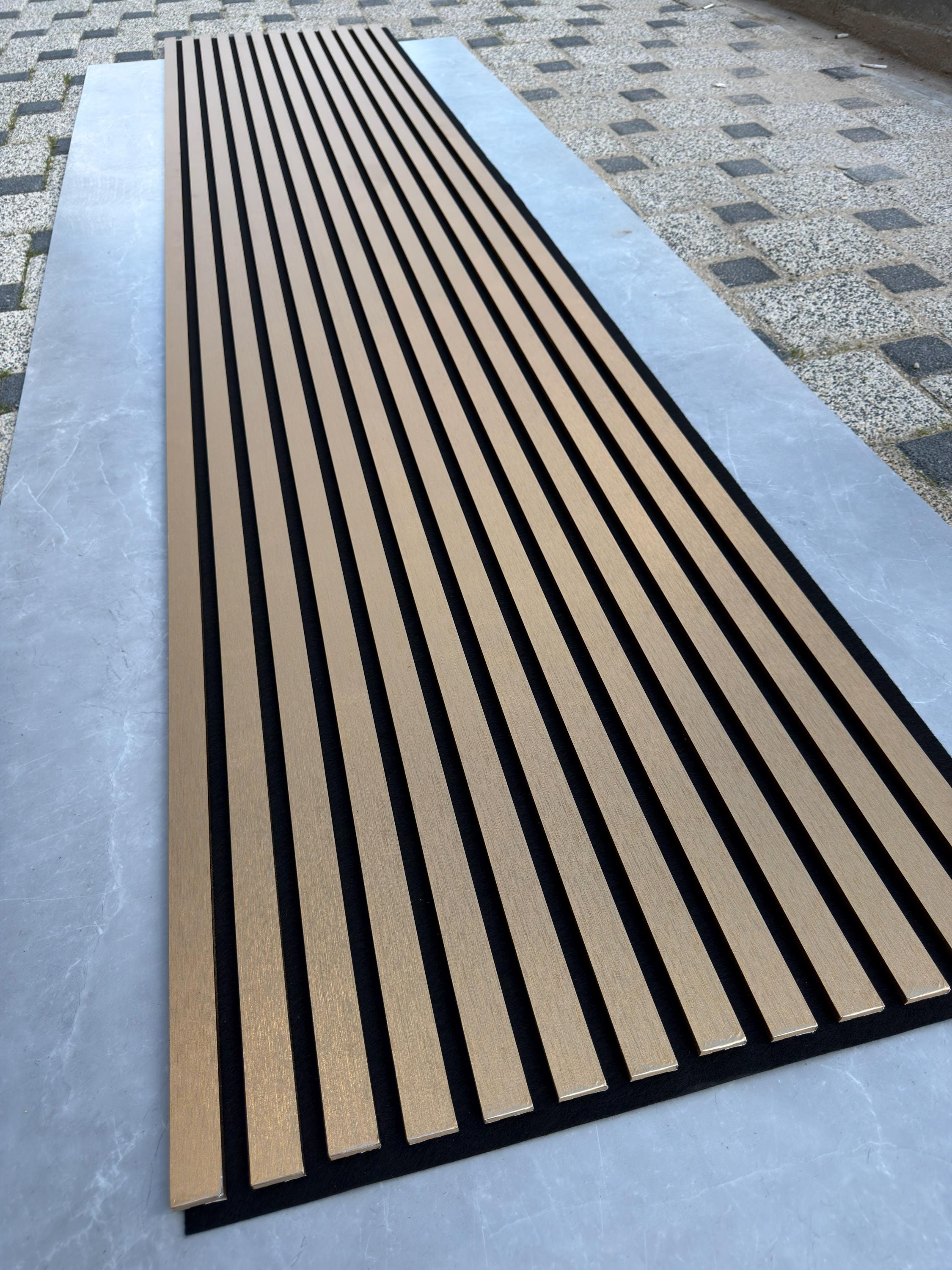 Gold Wood Slat Acoustic Wall Panel, Modern Soundproof Home Decor - Etsy ...