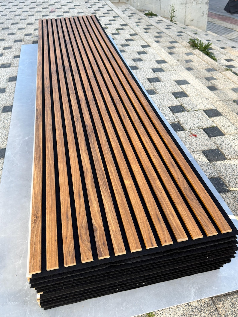 Seal Brown Wood Slat Wall Panel: Acoustic Interior Design - Etsy