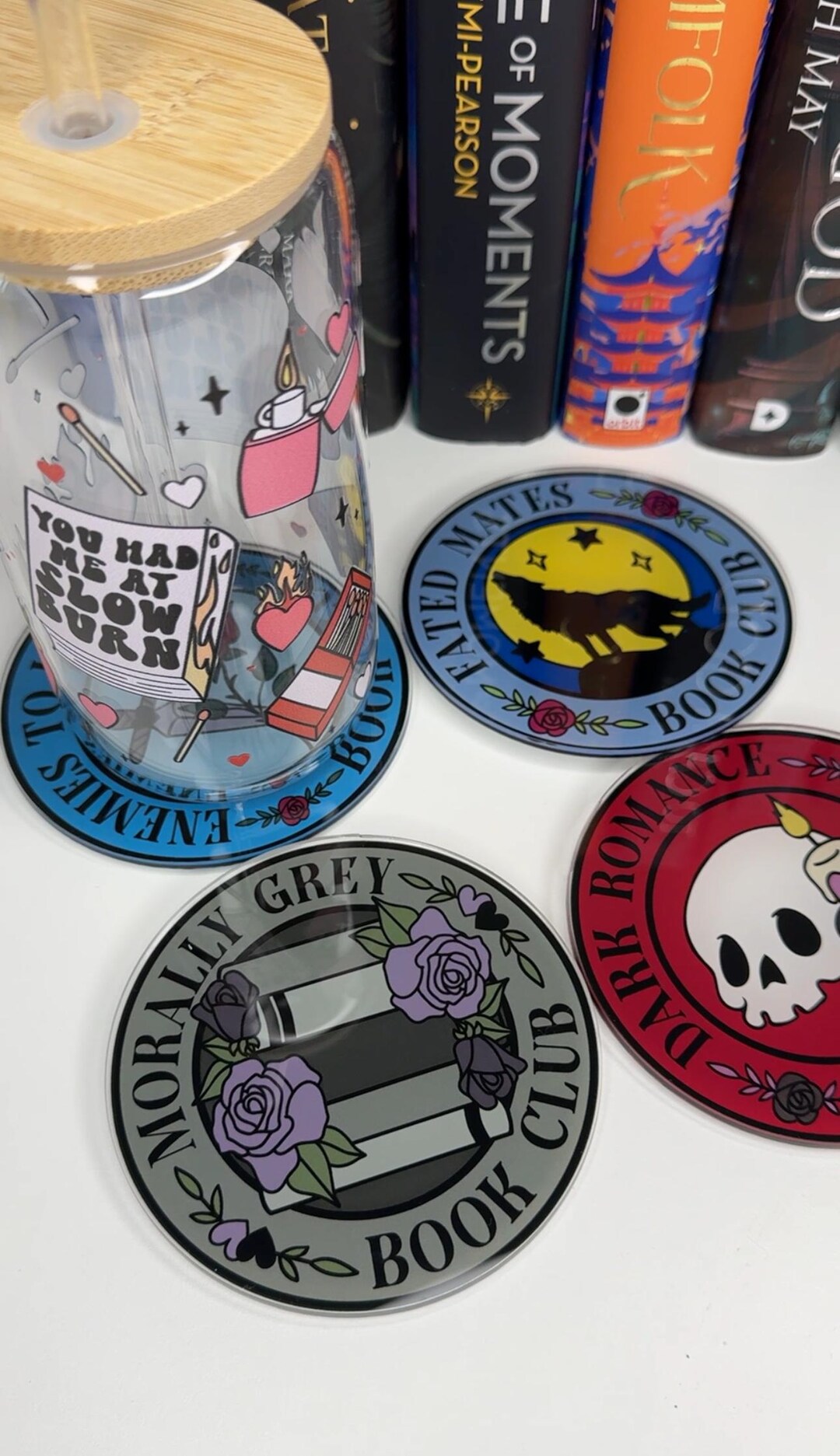 Mix & Match Set of 4 Acrylic Coasters | Book Club Designs | Book Lover ...